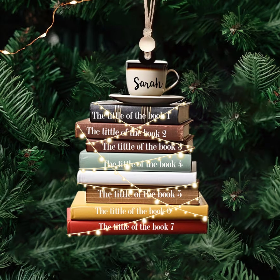 Personalized Christmas Book Tree Ornament Book Lover - Etsy