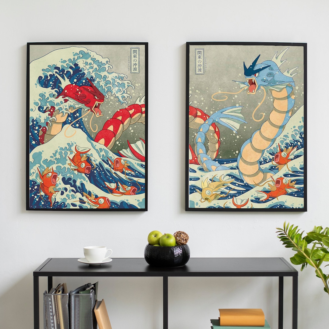 Pokemon Poster Anime Wall Art, Traditional Japanese Prints, the Great ...