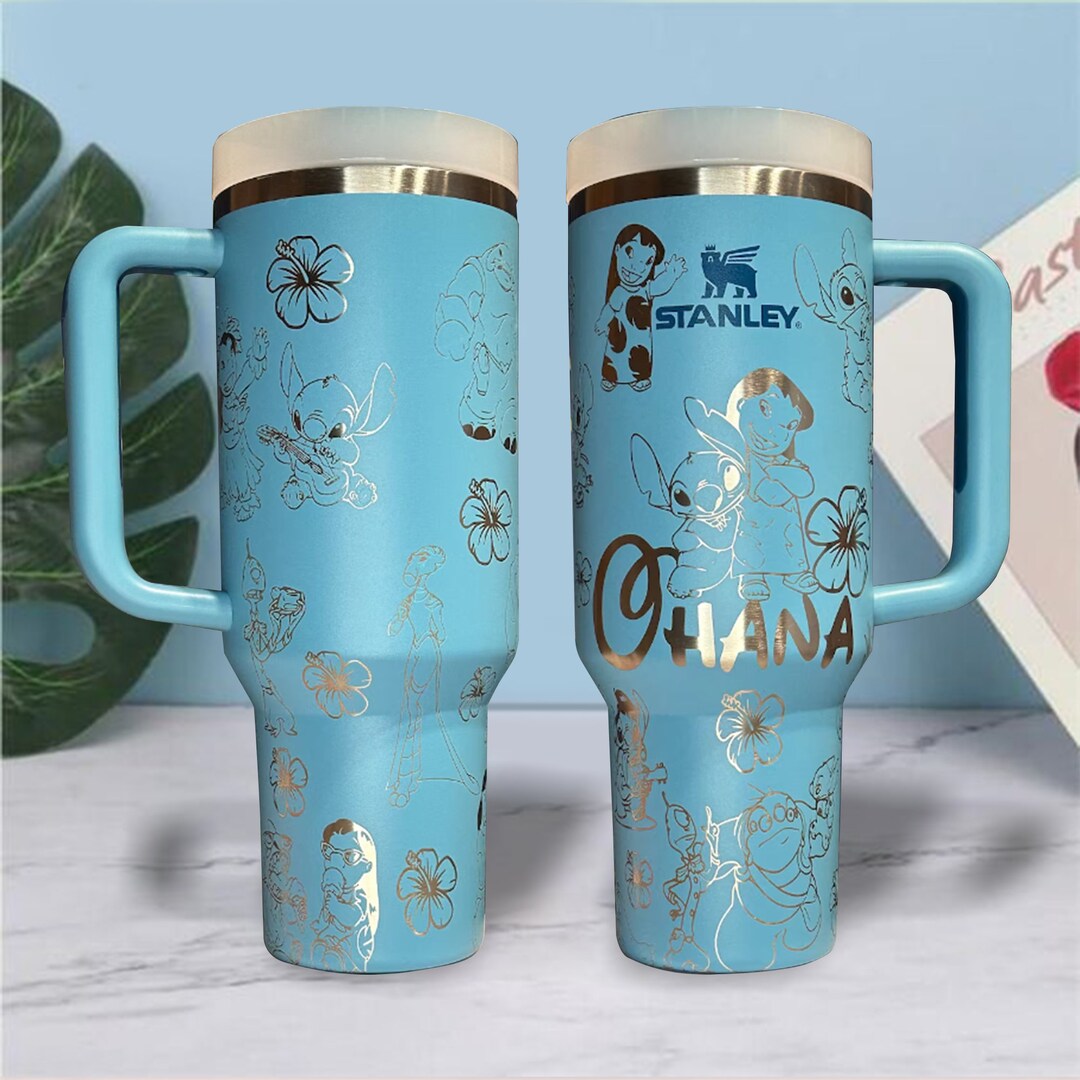 Stitch 40oz Tumbler, Lilo and Stitch Full Wrap Engraved Stanley ...