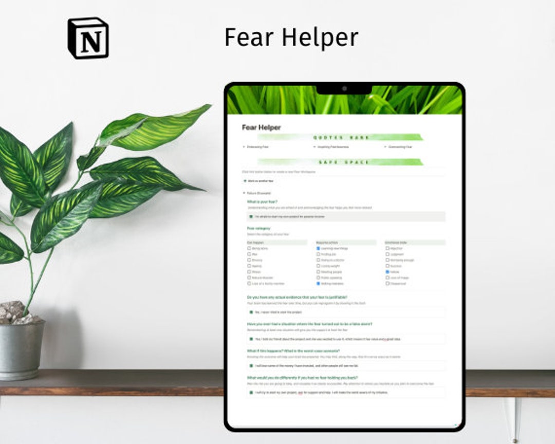 Fear Helper Notion Template - Etsy