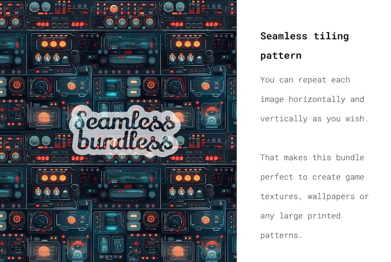Futuristic Sci-fi Spaceship Control Boards HUD, 8 Seamless Tiling ...