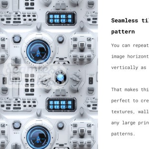 White Futuristic Sci-fi Spaceship Control Boards HUD, 8 Seamless Tiling ...