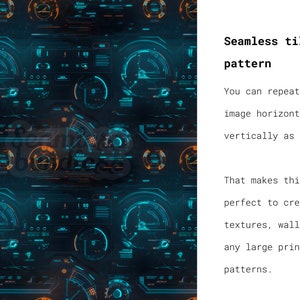 Futuristic Interface Digital Paper, Tiling HUD Texture, 10 Seamless ...