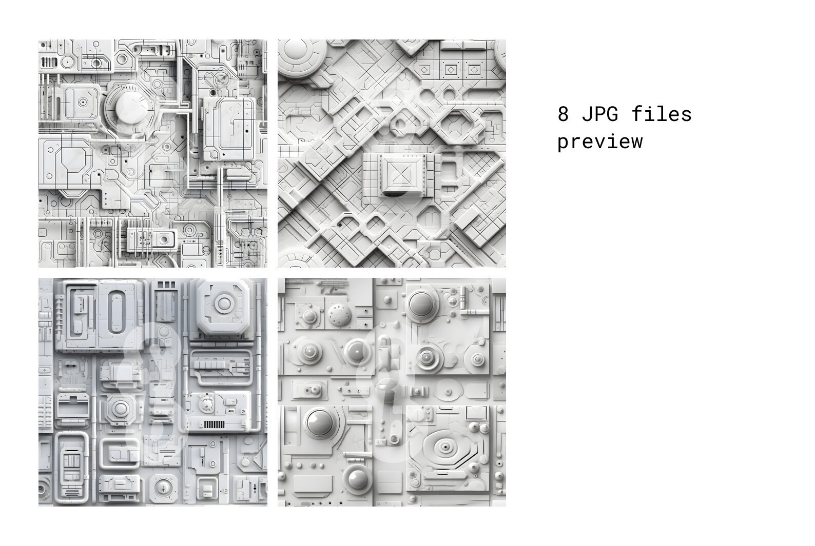 Futuristic Tiles Sci-fi Seamless Tiling Patterns Bundle 8 Jpg Files ...