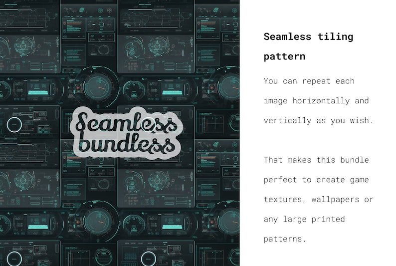Futuristic Interface Sci-fi Seamless Patterns Bundle - 6 Jpg Files ...