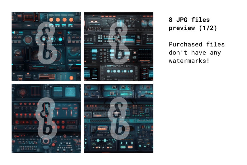 Futuristic Sci-fi Spaceship Control Boards HUD, 8 Seamless Tiling ...