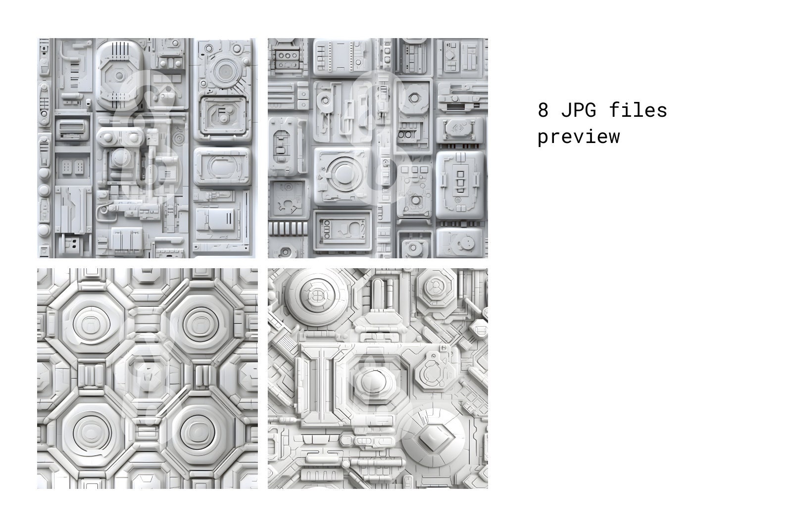 Futuristic Tiles Sci-fi Seamless Tiling Patterns Bundle 8 Jpg Files ...