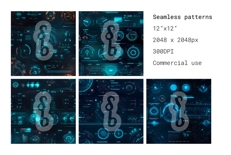 Futuristic Interface Digital Paper Tiling HUD Texture 10 - Etsy