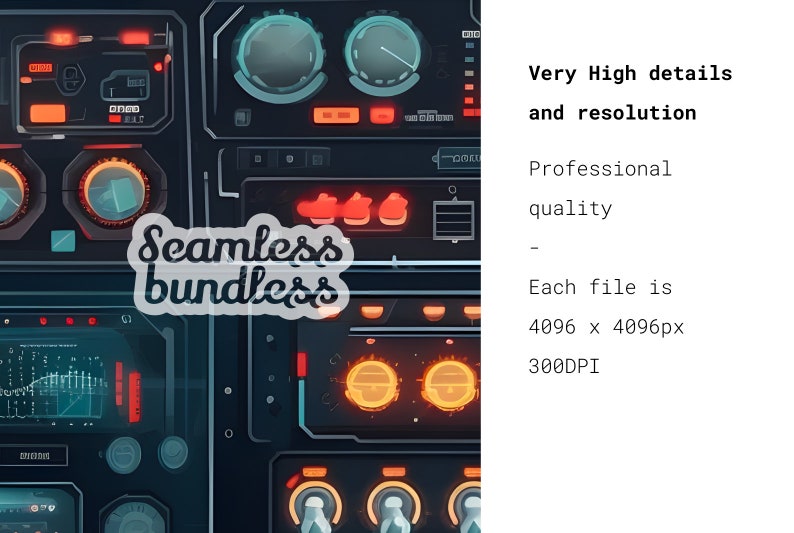 Futuristic Sci-fi Spaceship Control Boards HUD, 8 Seamless Tiling ...