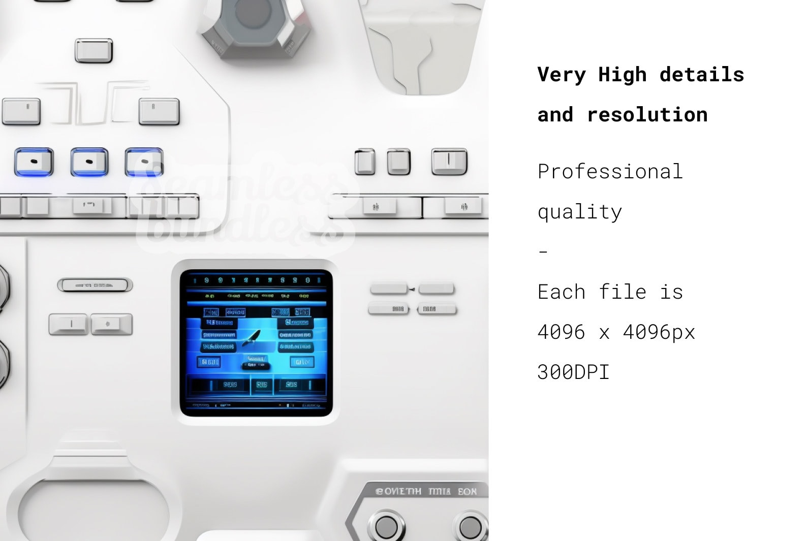 White Futuristic Sci-fi Spaceship Control Boards HUD, 8 Seamless Tiling ...
