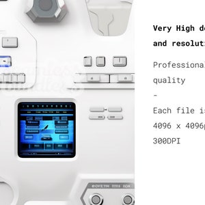 White Futuristic Sci-fi Spaceship Control Boards HUD, 8 Seamless Tiling ...