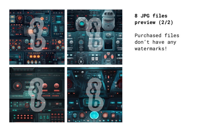 Futuristic Sci-fi Spaceship Control Boards HUD, 8 Seamless Tiling ...