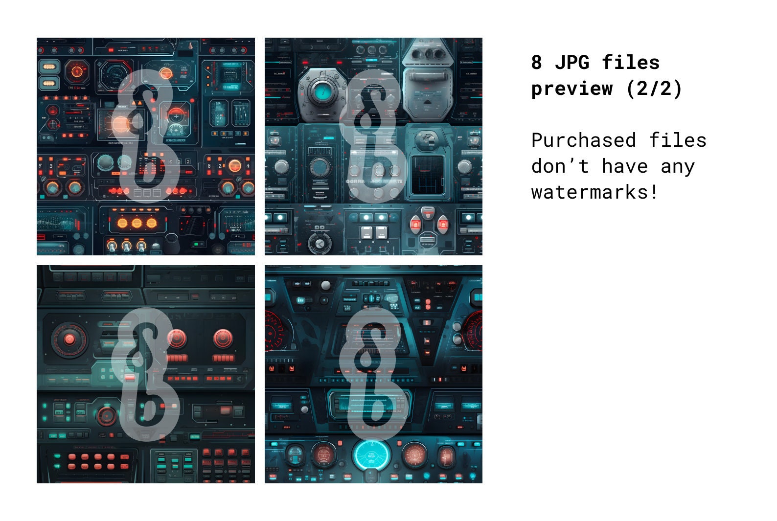Futuristic Sci-fi Spaceship Control Boards HUD, 8 Seamless Tiling ...