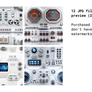 White Futuristic Sci-fi Spaceship Control Boards HUD, 8 Seamless Tiling ...