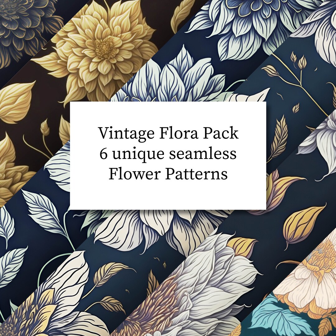 Vintage Flora Pack Flower Patterns - Etsy