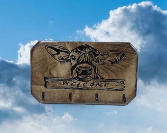 Farm Cow Key Holder Wood Carved for Your Home Decor. - Etsy