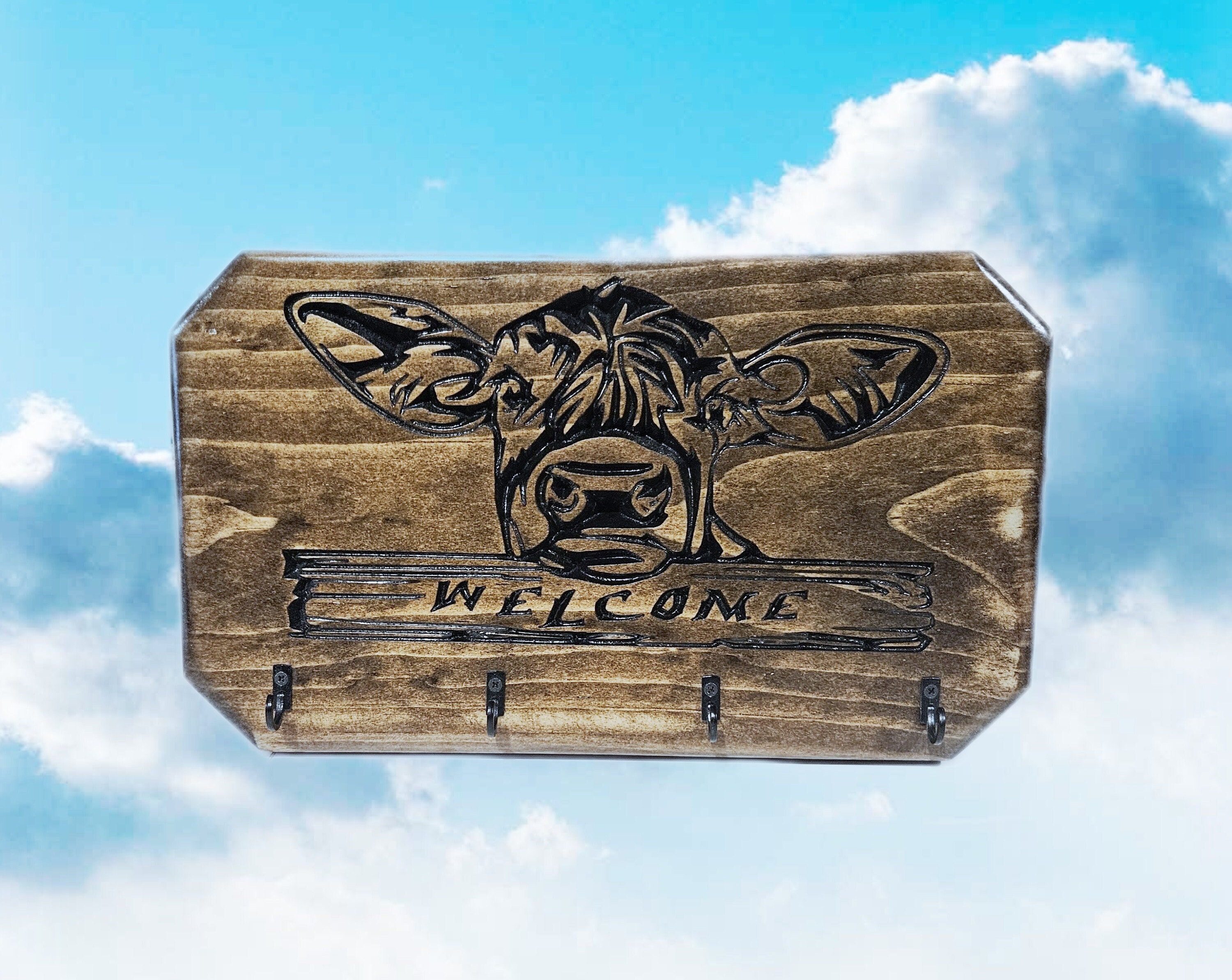 Farm Cow Key Holder Wood Carved for Your Home Decor. - Etsy