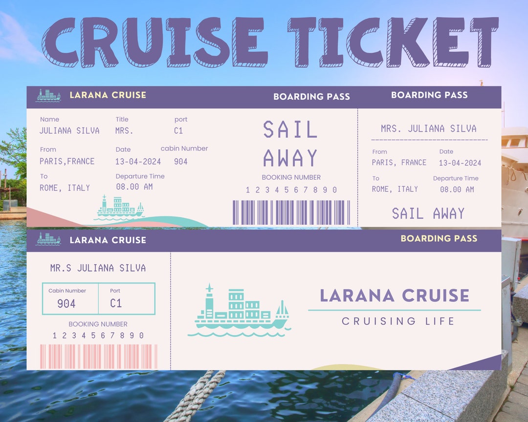 Cruise Ticket,cruise Ticket Printable, Cruise Planner Template,cruise ...
