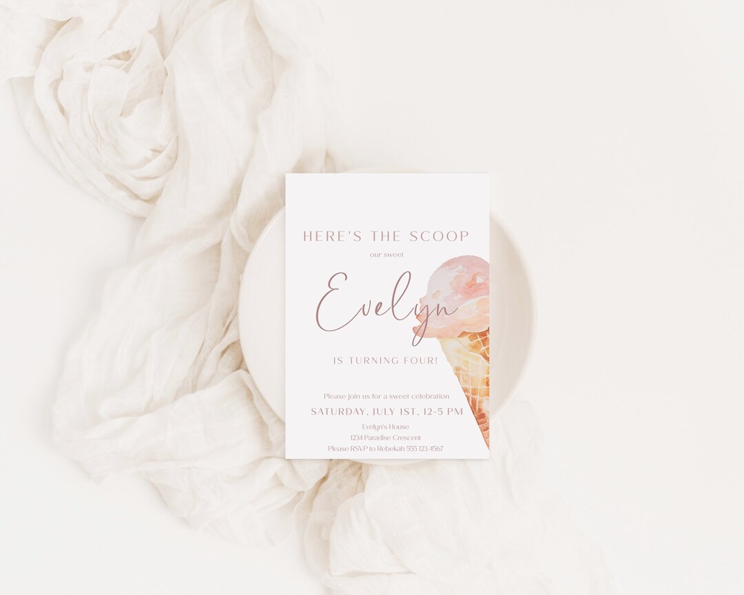 Here’s the Scoop Birthday Invite, Ice Cream Party Decor, Ice Cream ...