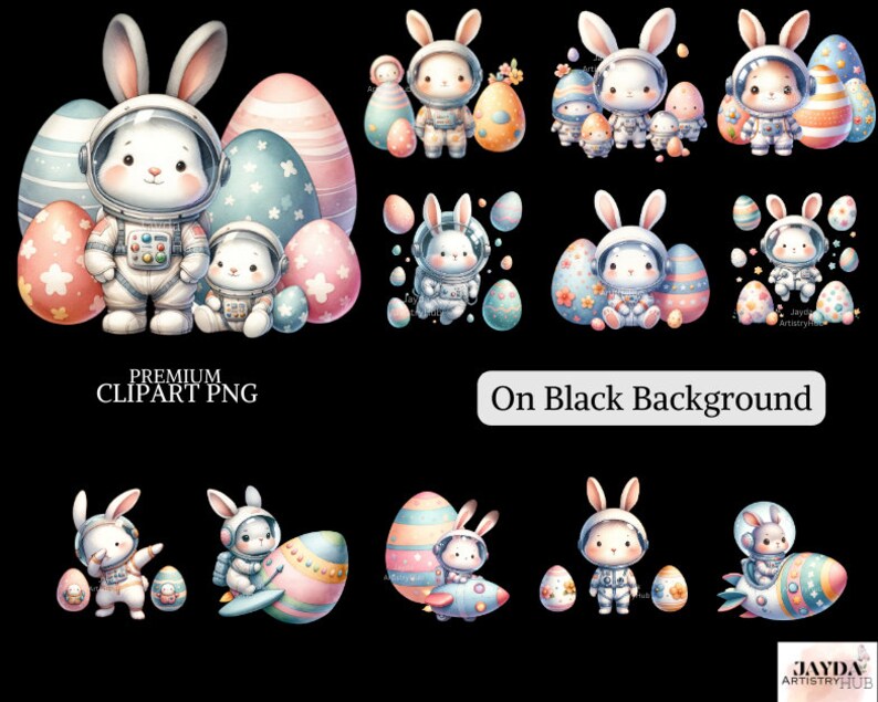 Watercolor Space Astronaut Bunny Clipart PNG, Cute Easter Bunny, Easter ...