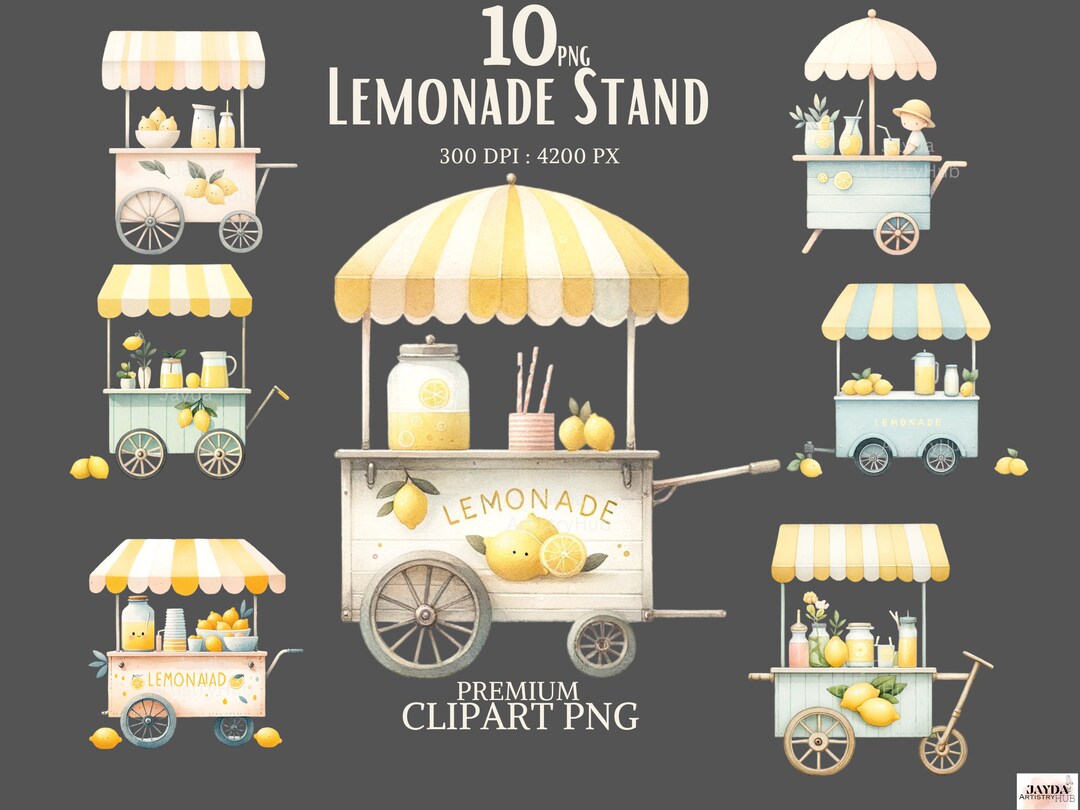 Watercolor Cute Lemonade Stand Clipart PNG Files, High Quality Food ...