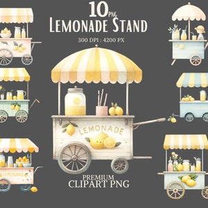 Watercolor Cute Lemonade Stand Clipart PNG Files, High Quality Food ...