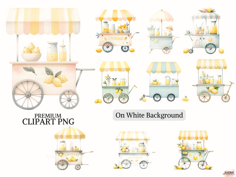 Watercolor Cute Lemonade Stand Clipart PNG Files, High Quality Food ...