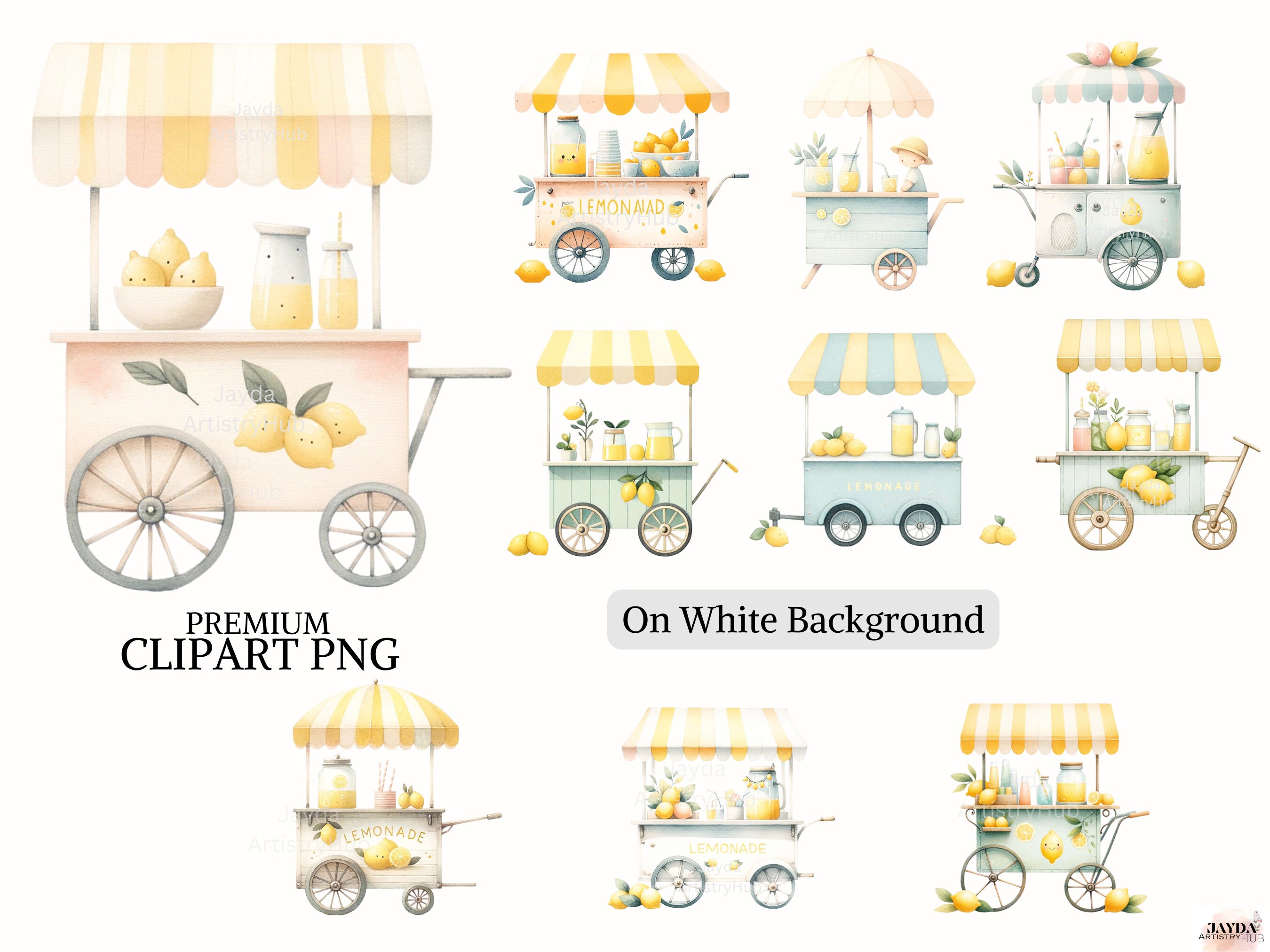 Watercolor Cute Lemonade Stand Clipart PNG Files, High Quality Food ...