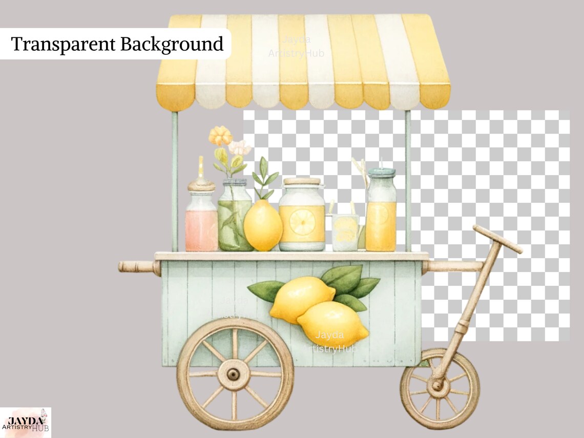 Watercolor Cute Lemonade Stand Clipart PNG Files, High Quality Food ...