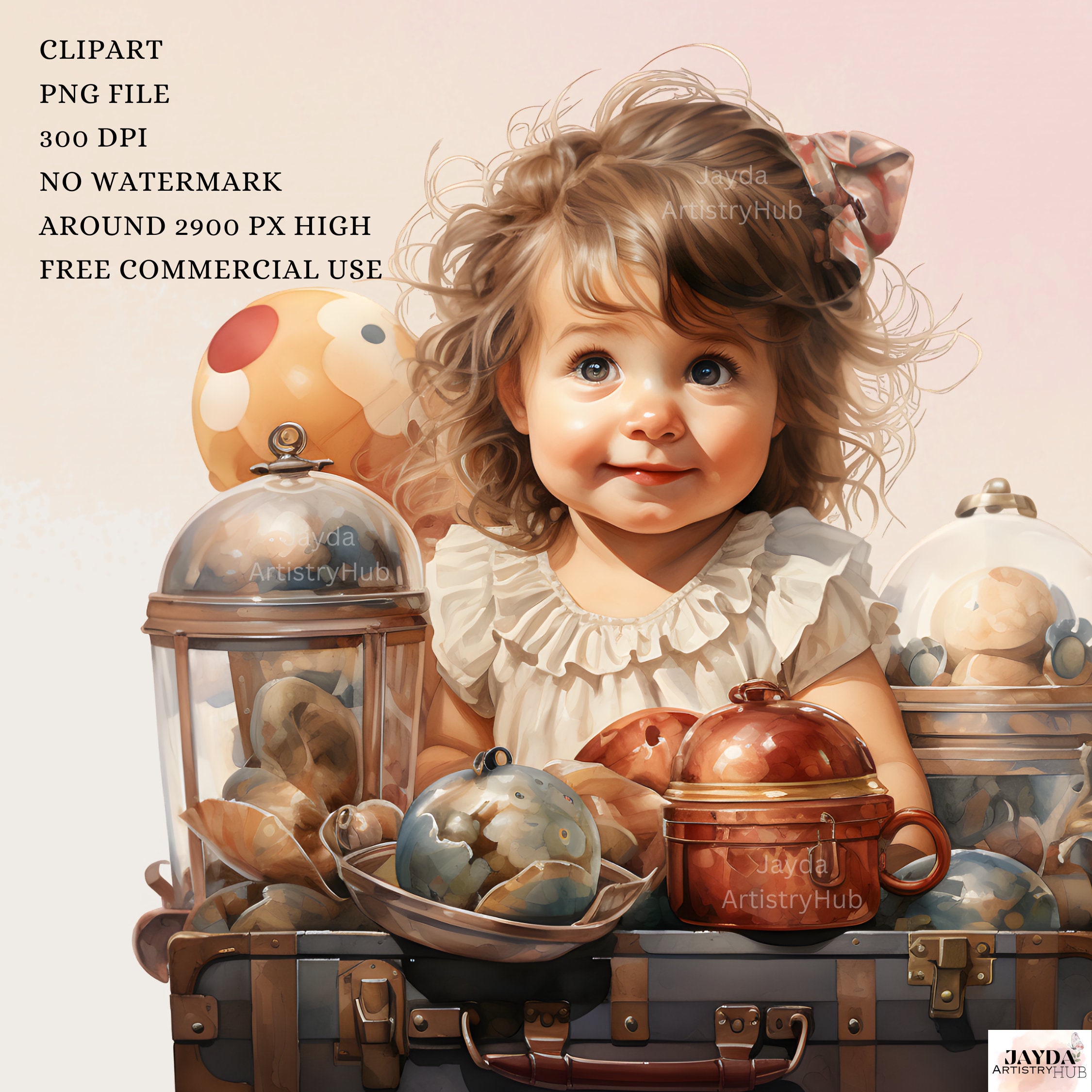 Cute Little Girls Watercolor Clipart Bundle PNG, Sublimation, Digital ...