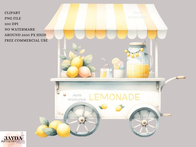 Watercolor Cute Lemonade Stand Clipart PNG Files, High Quality Food ...
