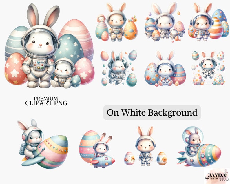 Watercolor Space Astronaut Bunny Clipart PNG, Cute Easter Bunny, Easter ...