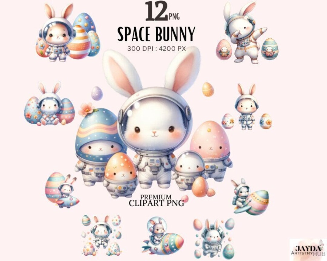 Watercolor Space Astronaut Bunny Clipart PNG, Cute Easter Bunny, Easter ...