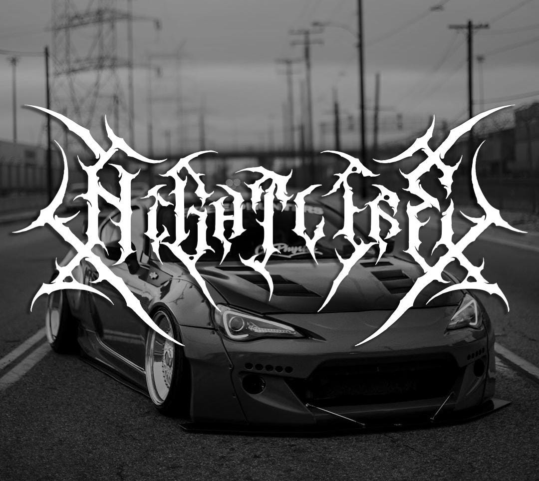 Nightlife Metal Font Windshield Banner- Gothic Style (night, Car Decals ...