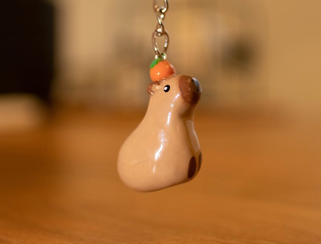 Cute Capybara Polymer Clay Keychain - Etsy