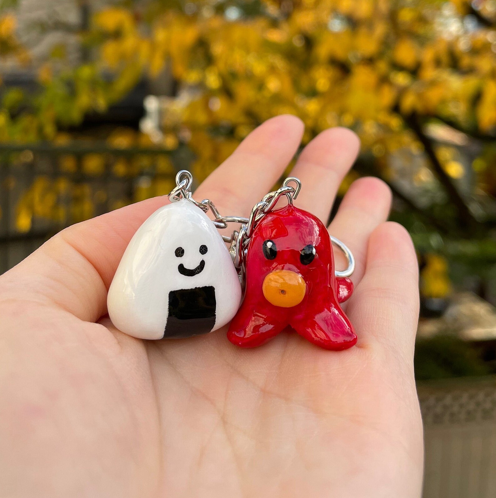 Onigiri and Tako Wiener Keychains - Etsy