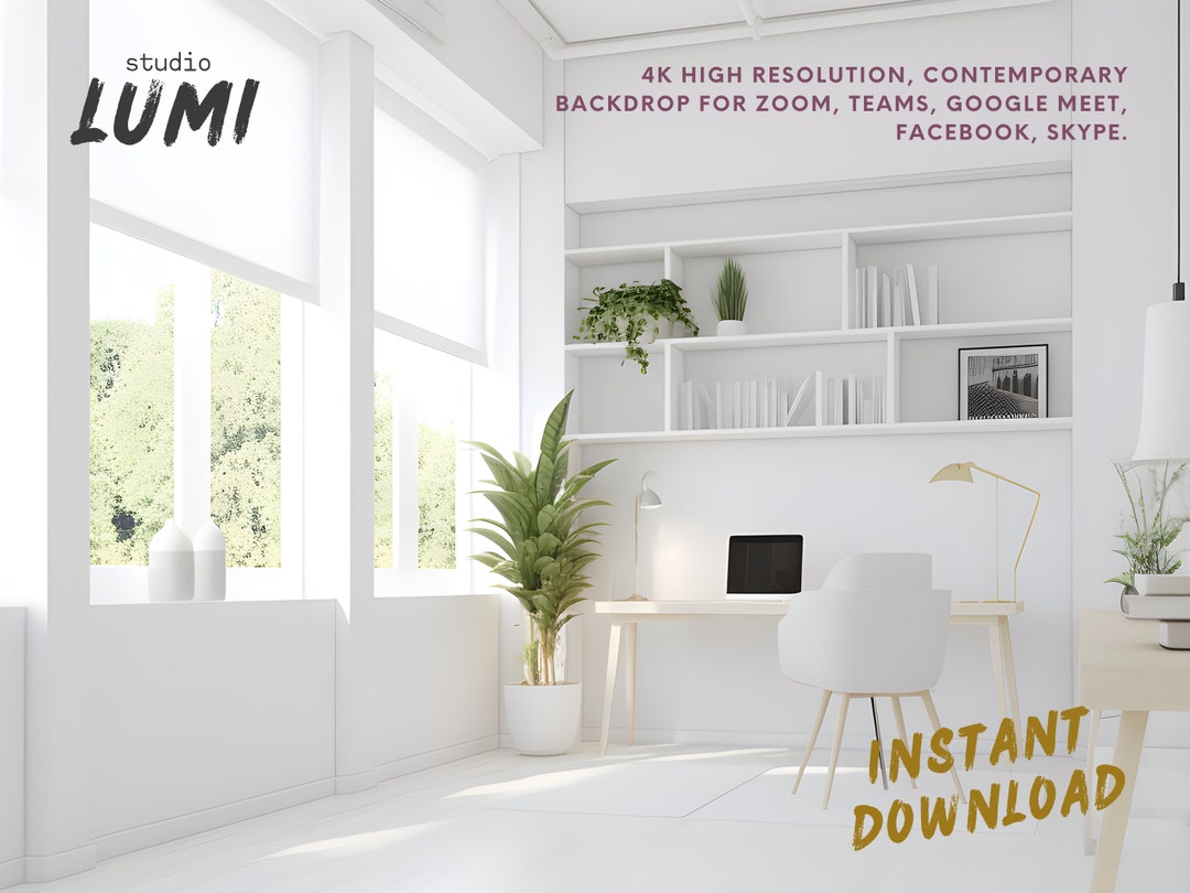 Modern Minimalist Home Office Virtual Background 4K - Etsy