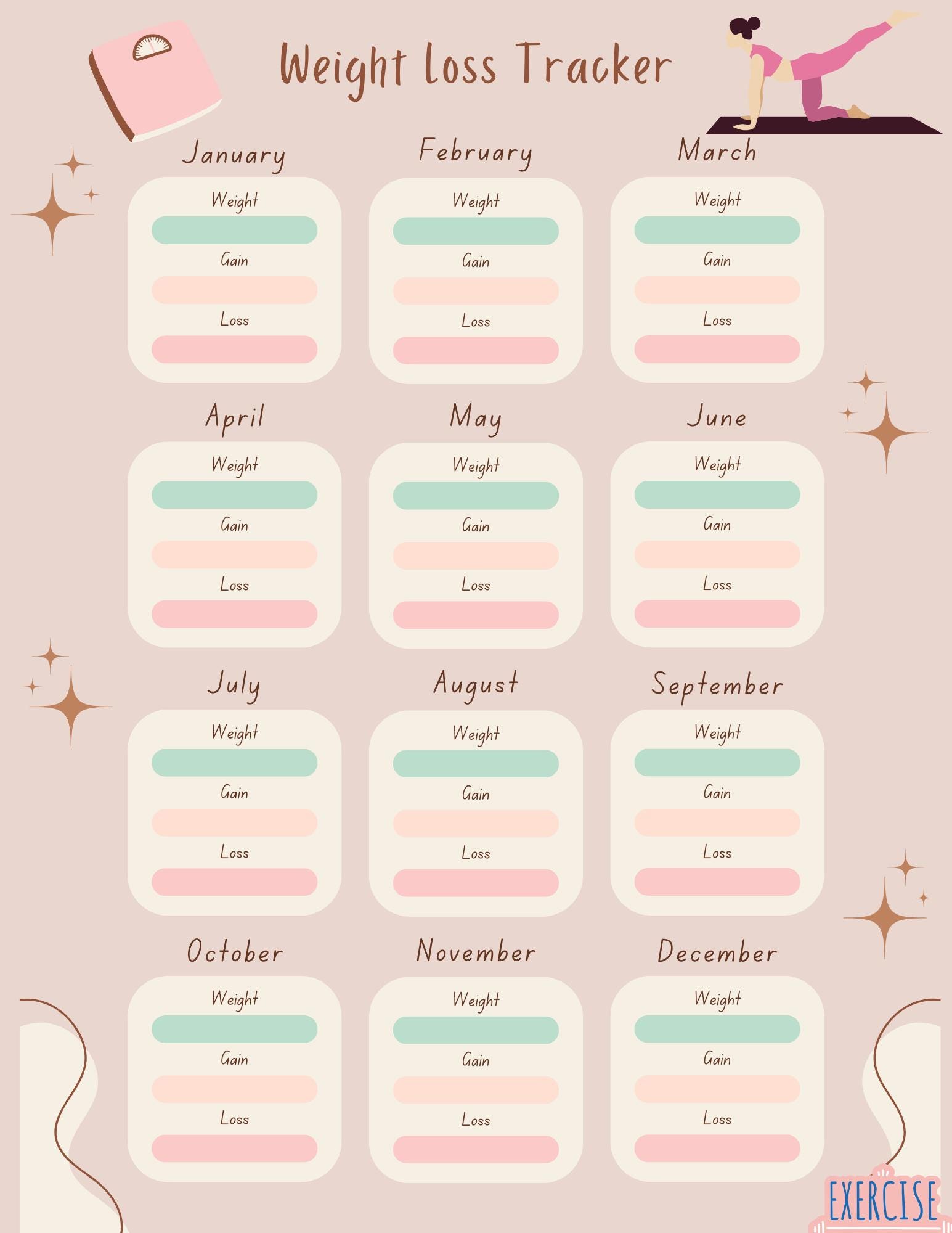 Weight Loss Tracker – Printable Progress Tracker & Goal Planner for ...
