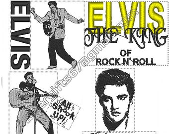 Elvis Style Silhouette Fill Stitch Embroidery Design File in 9 Formats ...