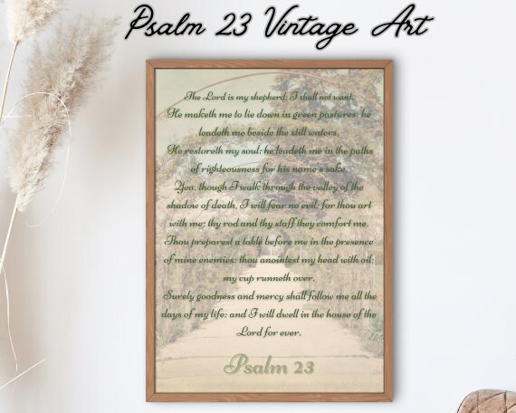 Vintage Psalm 23 Christian Poster - Printable Wall Art, Digital ...