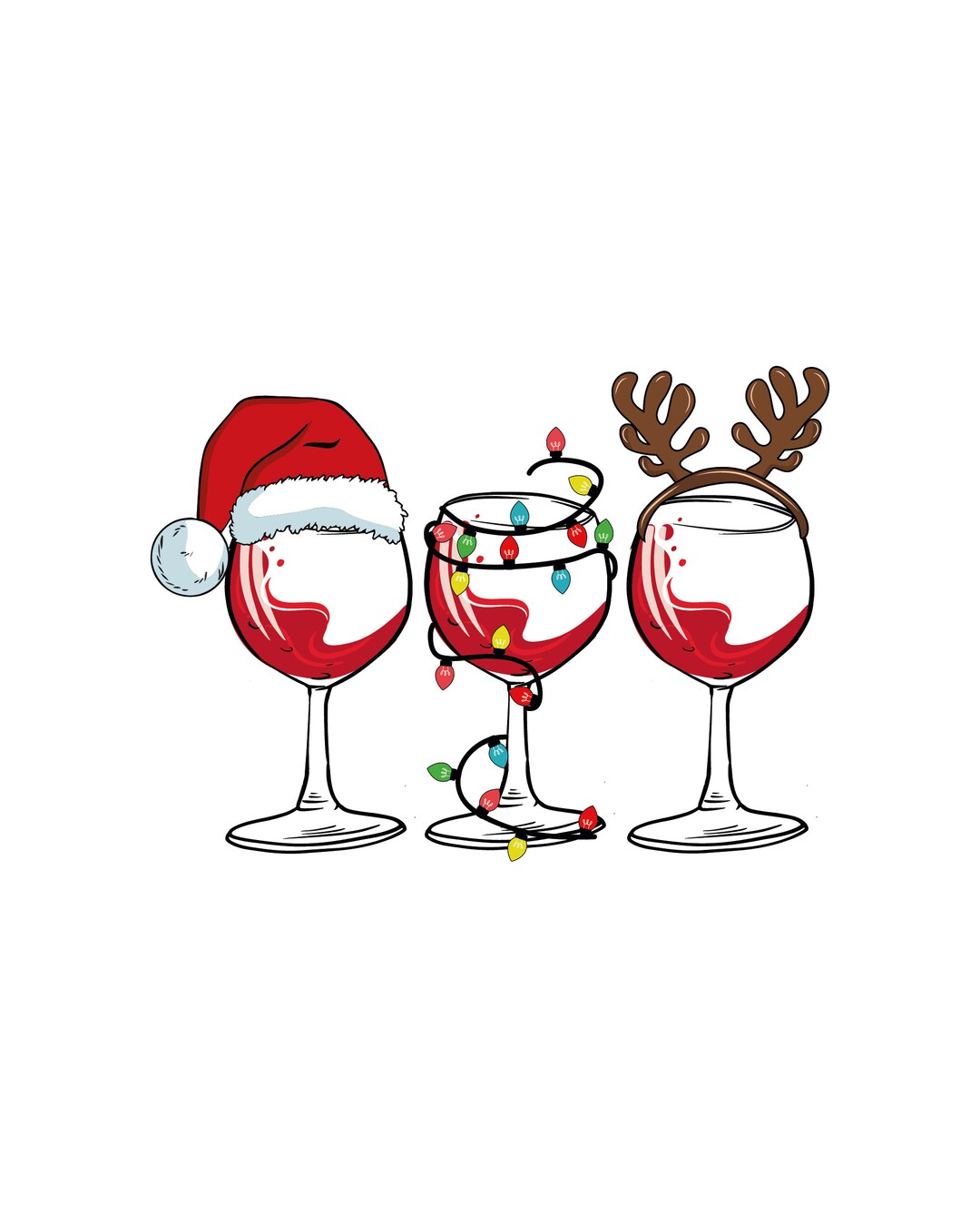 Christmas Wine PNG, Thankgiving Merry Christmas PNG, Reindeer Cocktails ...