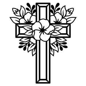 Flower Cross Instant Download SVG, PNG, EPS, Dxf Digital Download - Etsy