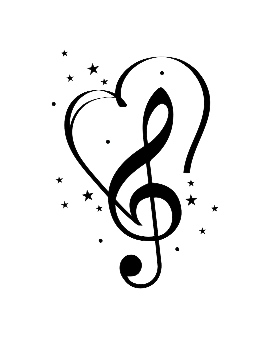Music Note Heart Instant Download SVG, PNG, EPS, Dxf, Jpg Digital ...