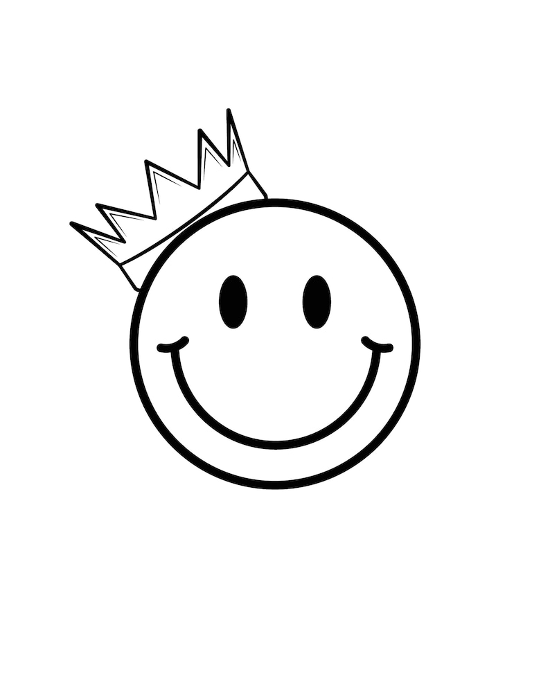 Crown Smiley Face Digital Download SVG PNG JPG Dxf Ai Pdf - Etsy