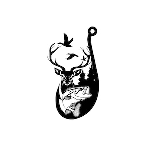 Deer Fish Hunting SVG PNG DXF – Antler Clipart, Hunter Dad Shirt Design ...