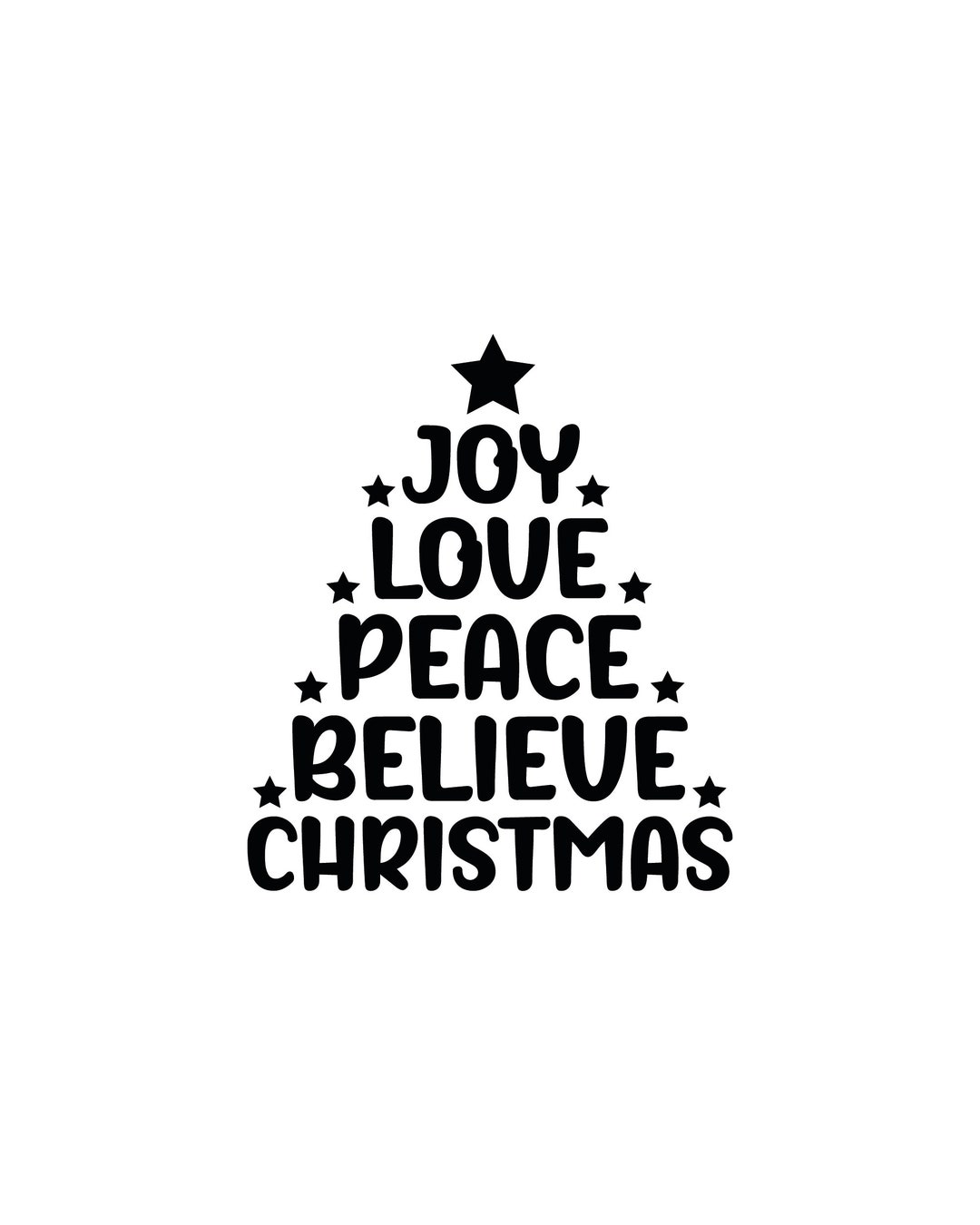 Christmas Tree SVG, Joy Love Peace Believe, Cut File (digital Download ...
