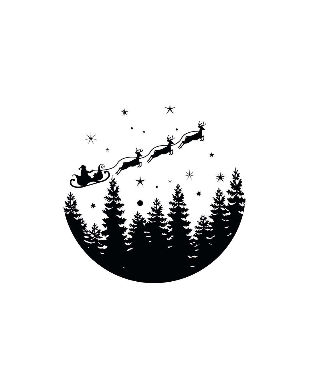 Christmas Scene SVG File | Santa, Reindeer, Winter Forest (digital ...