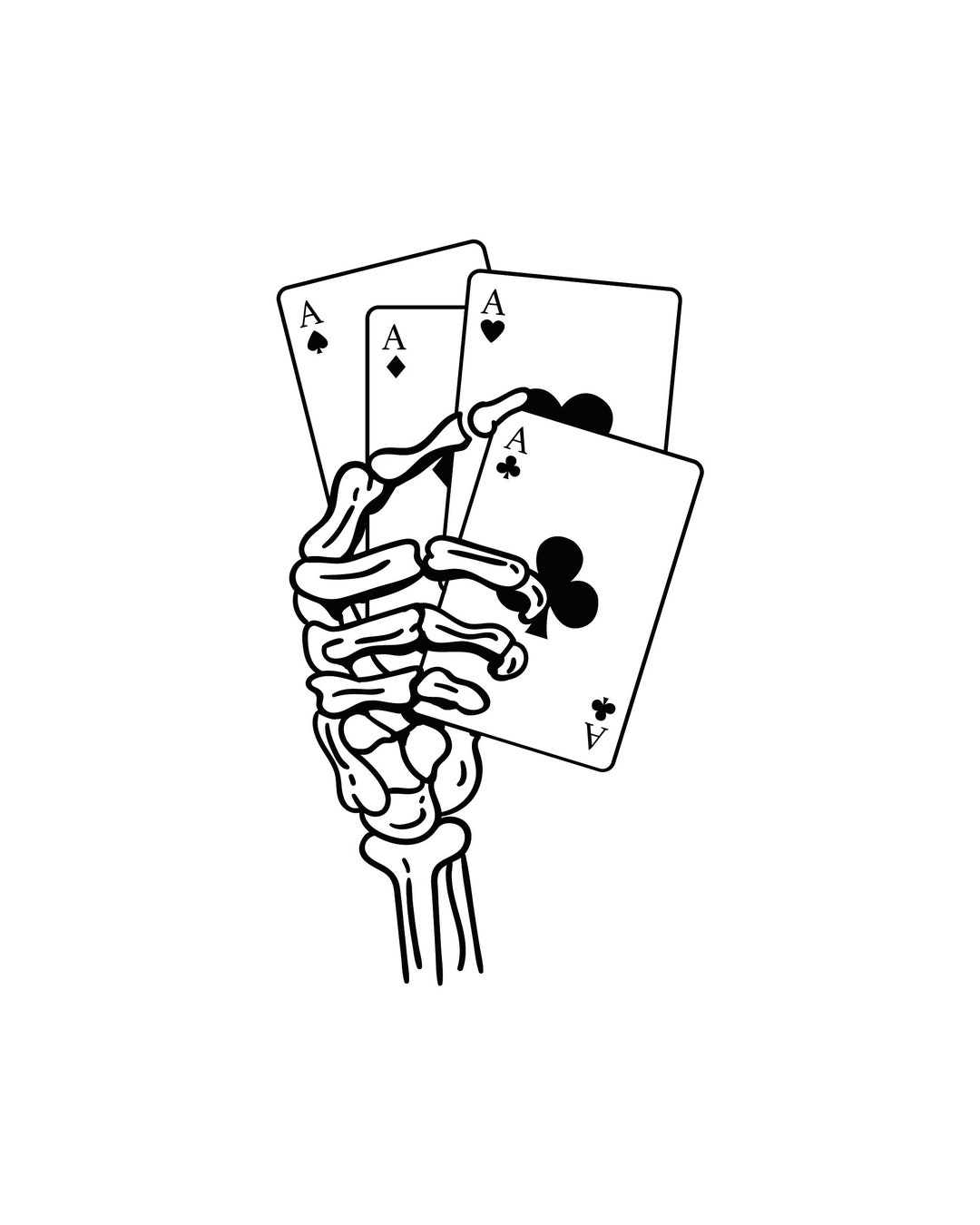 Skeleton Hand Holding Aces SVG | Poker Clipart, T-shirt Design (digital ...