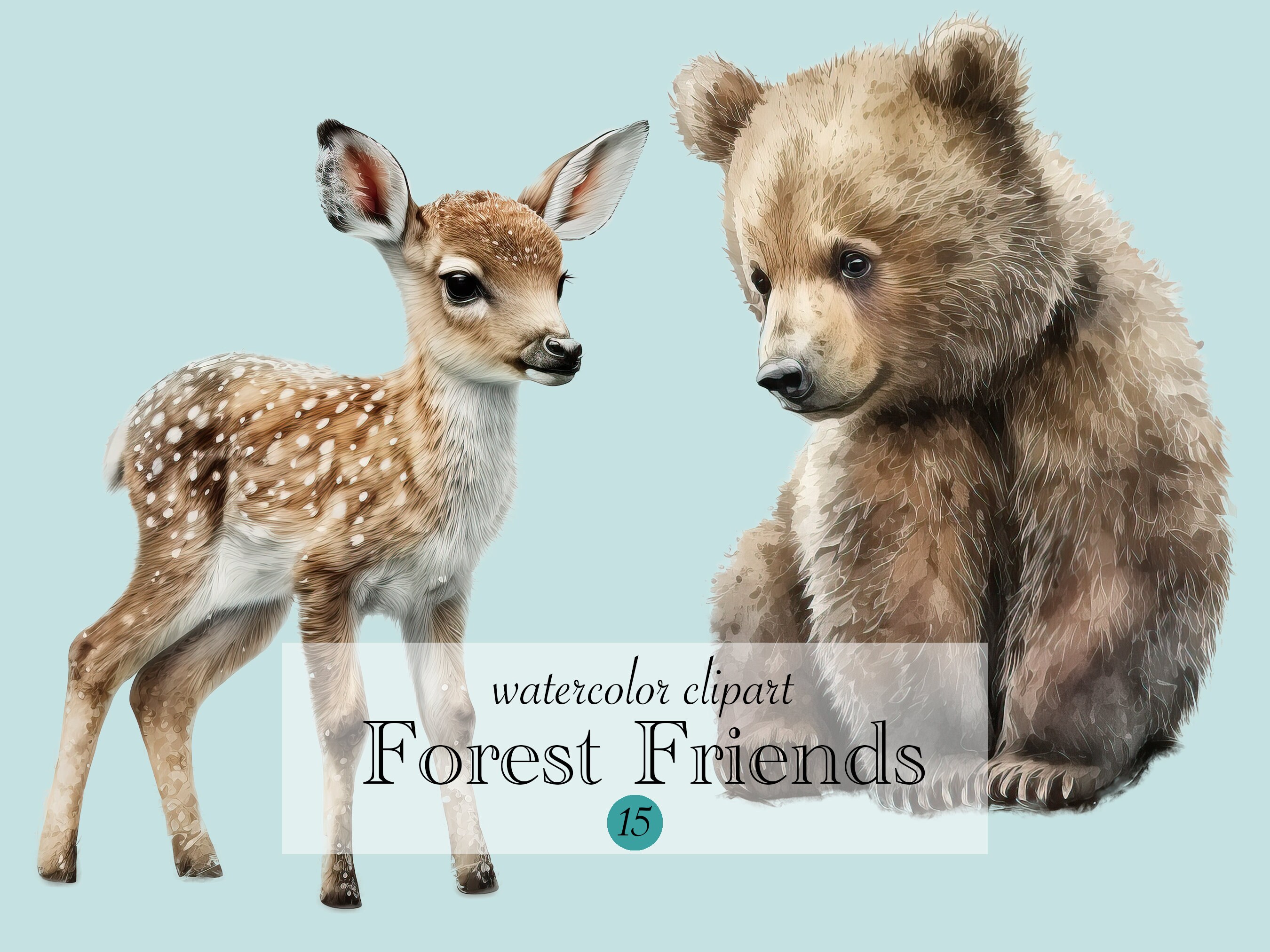 Forest Friends Clipart, Animals Watercolor Clipart, Animals, Cubs ...