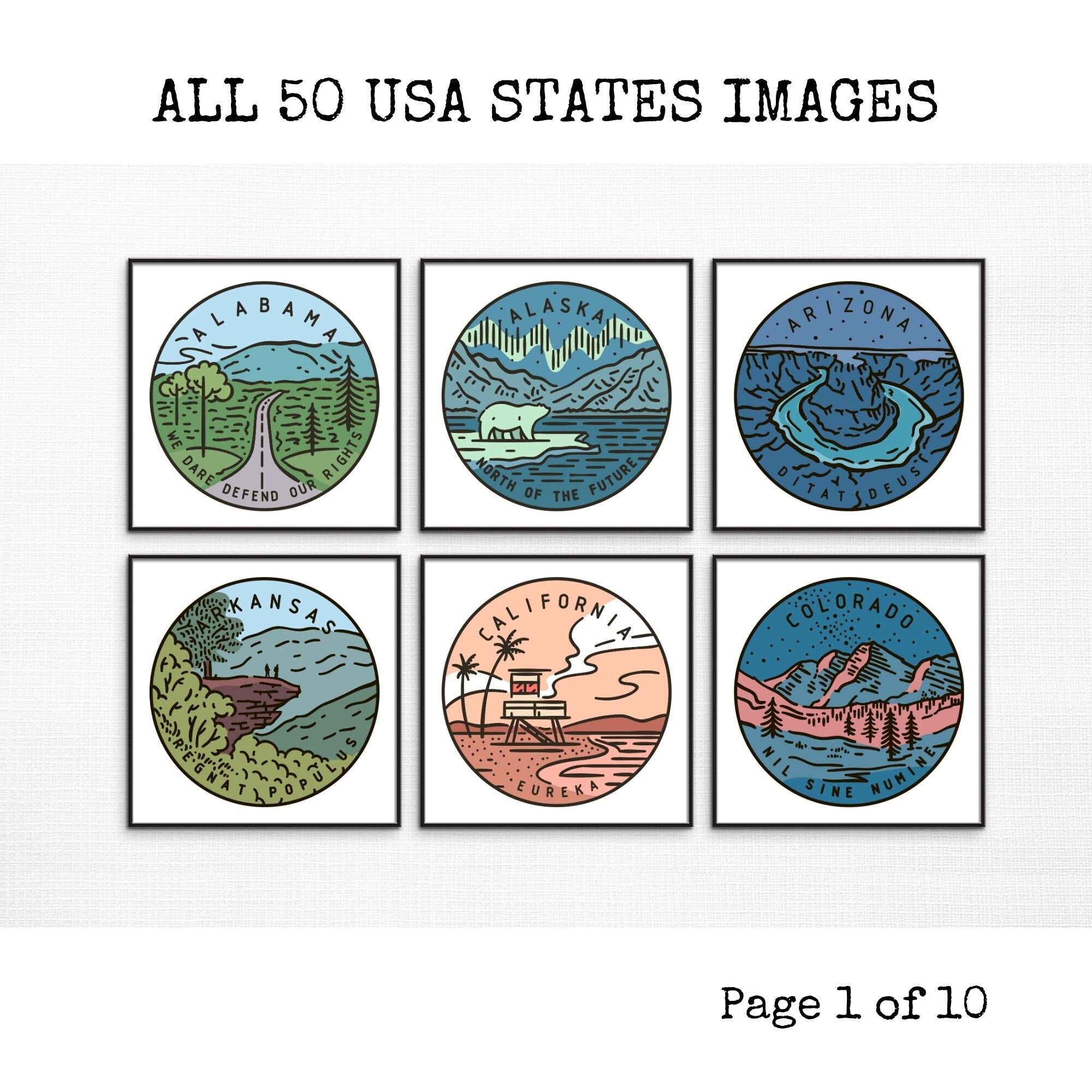 50 USA States Digital Images Travel Souvenir, Summer Adventure, Camping ...